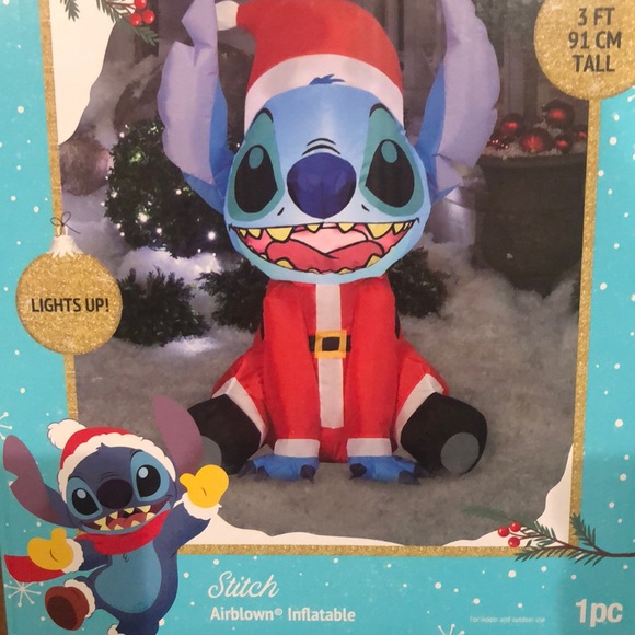 Gemmy | Holiday | Disney Christmas 3 Ft Santa Stitch Airblown Yard ...